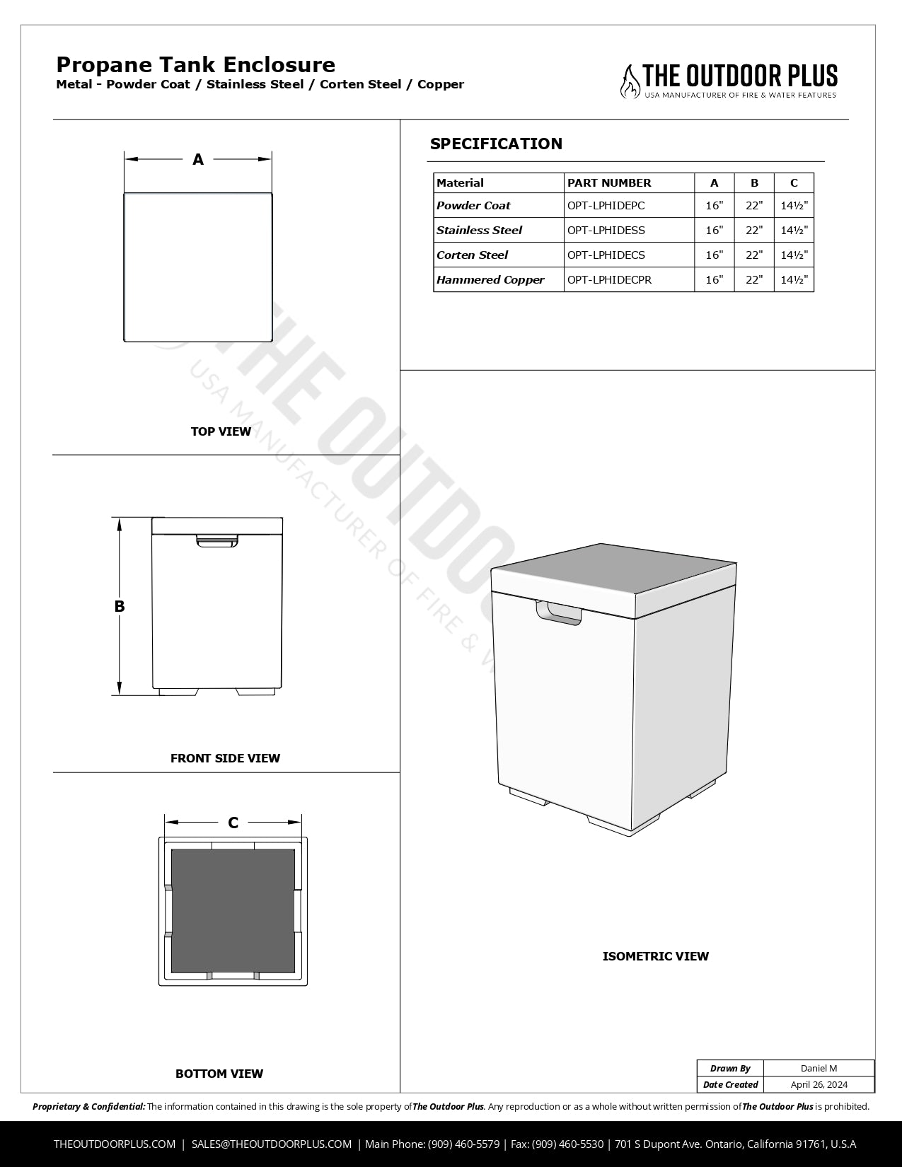 Shop Now Steel Propane Tank Enclosure - TOP – American Fire Features